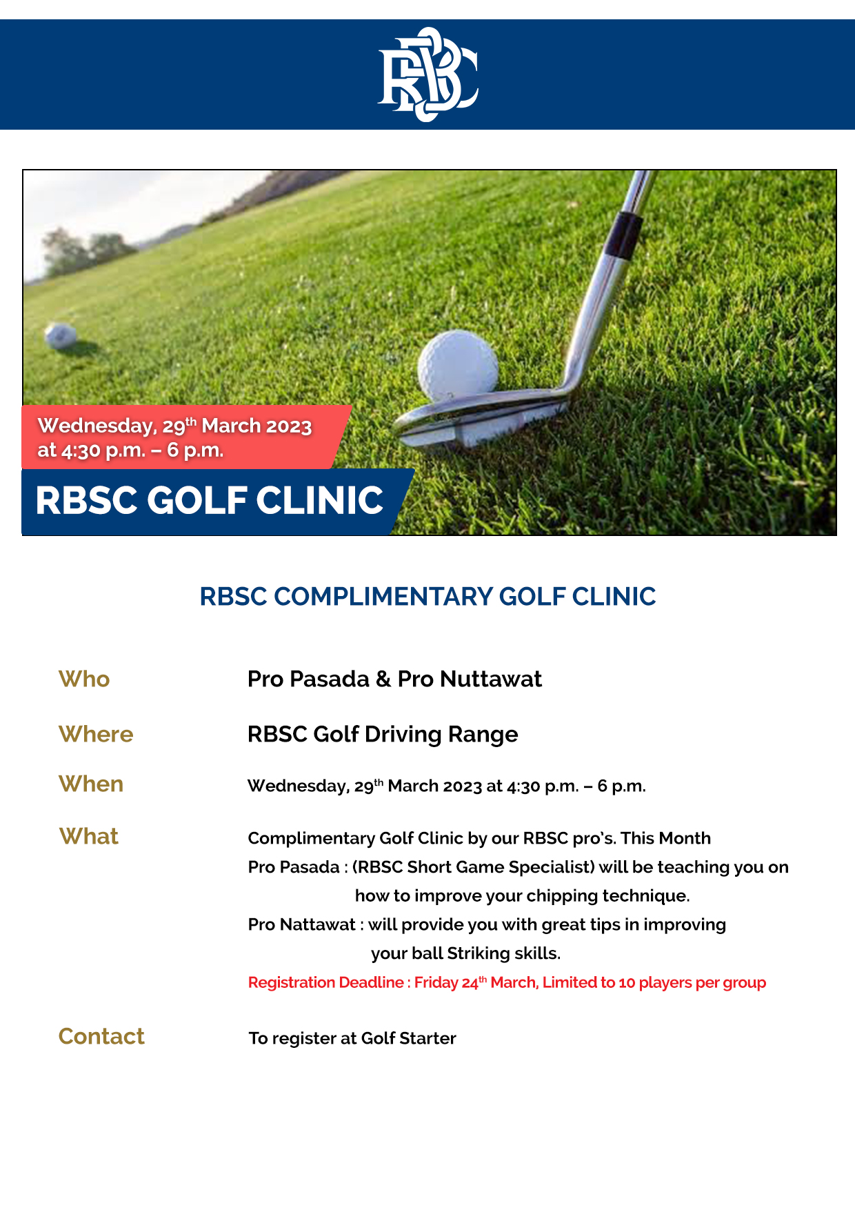 RBSC Complimentary Golf Clinic – The Royal Bangkok Sports Club | RBSC ...