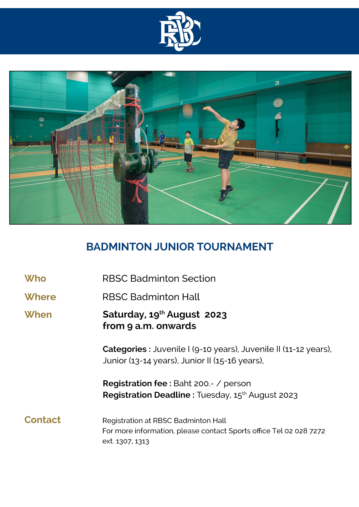 RBSC Badminton Junior Tournament 2023 – The Royal Bangkok Sports Club ...
