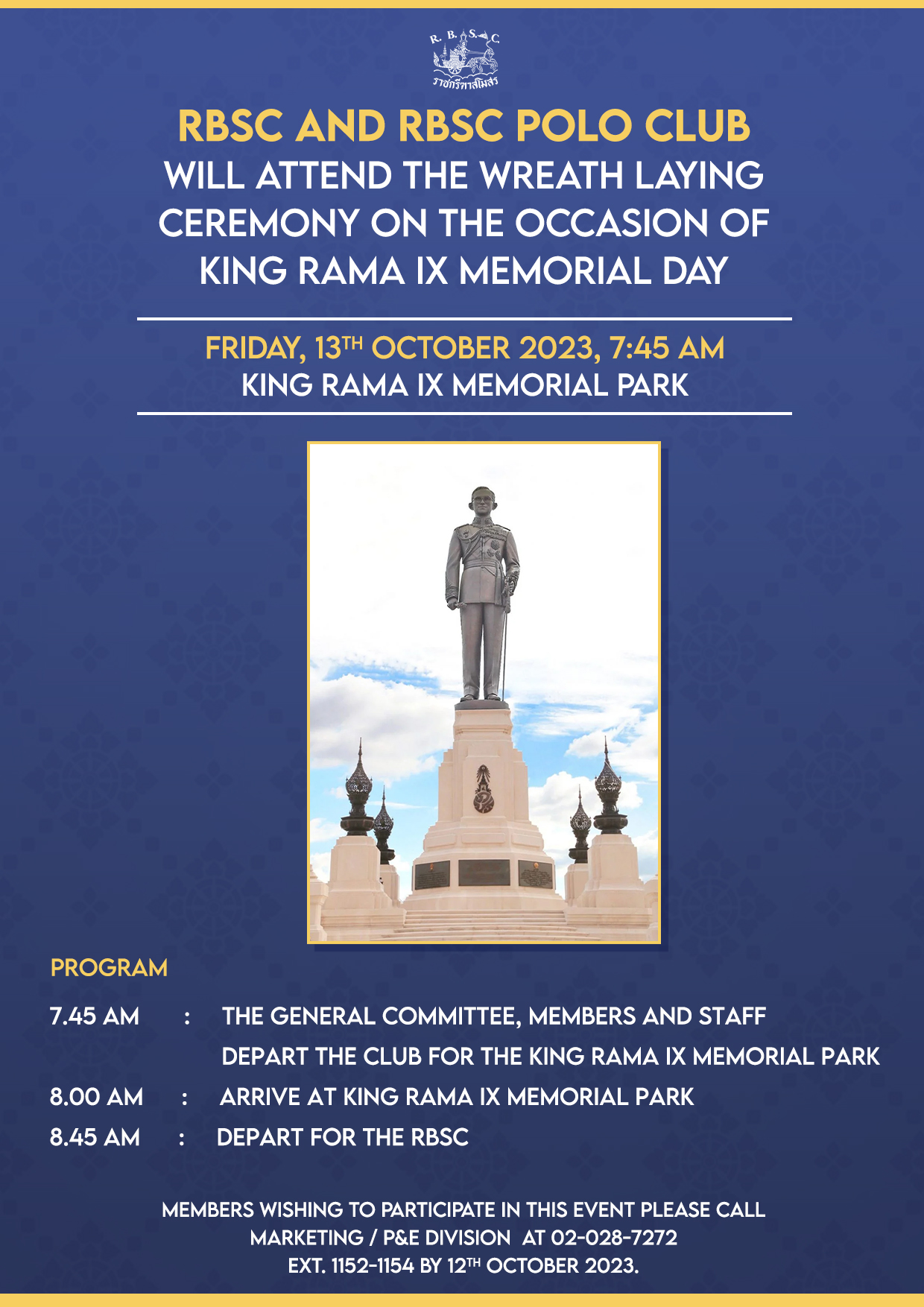 King Rama IX Memorial Day – The Royal Bangkok Sports Club | RBSC ...