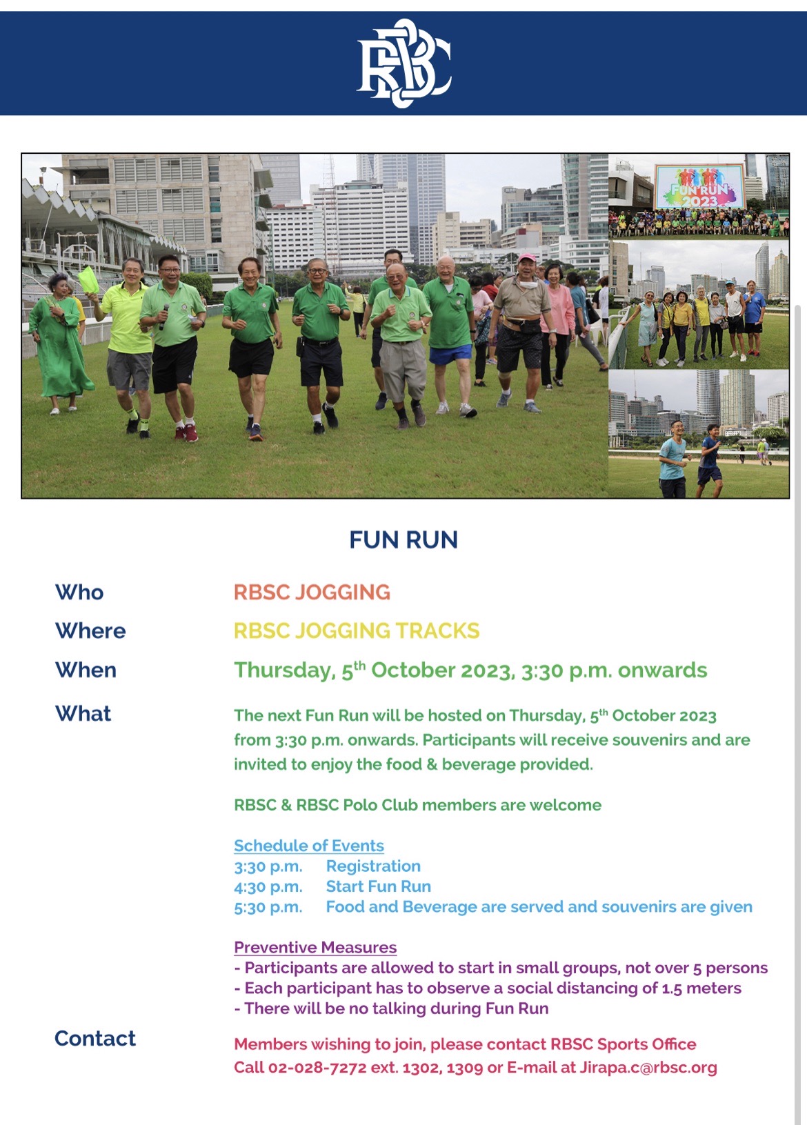 RBSC FUN RUN – October 2023 – The Royal Bangkok Sports Club | RBSC ...