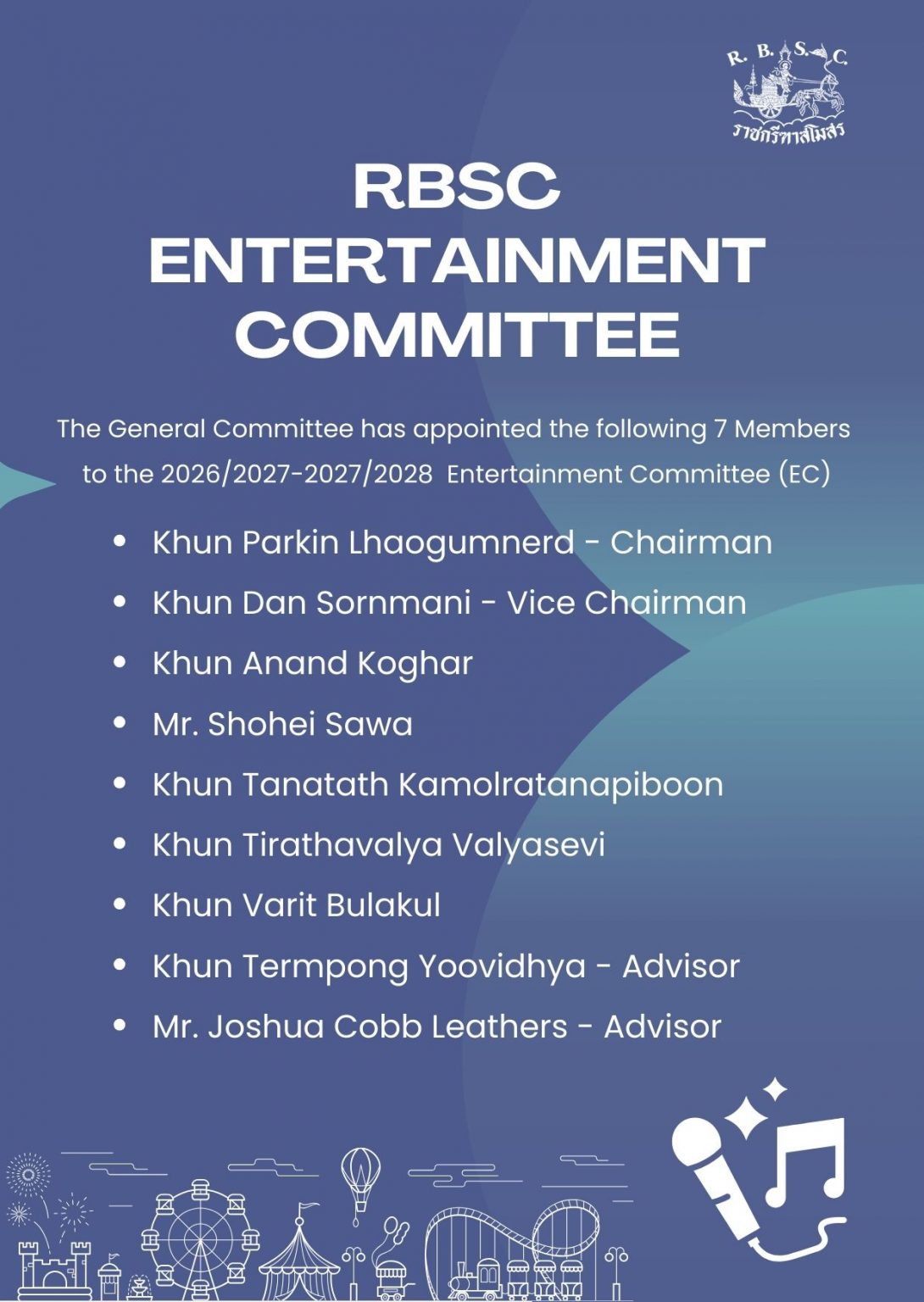 RBSC Entertainment Committee 2026/2027-2027/2028 – The Royal Bangkok ...