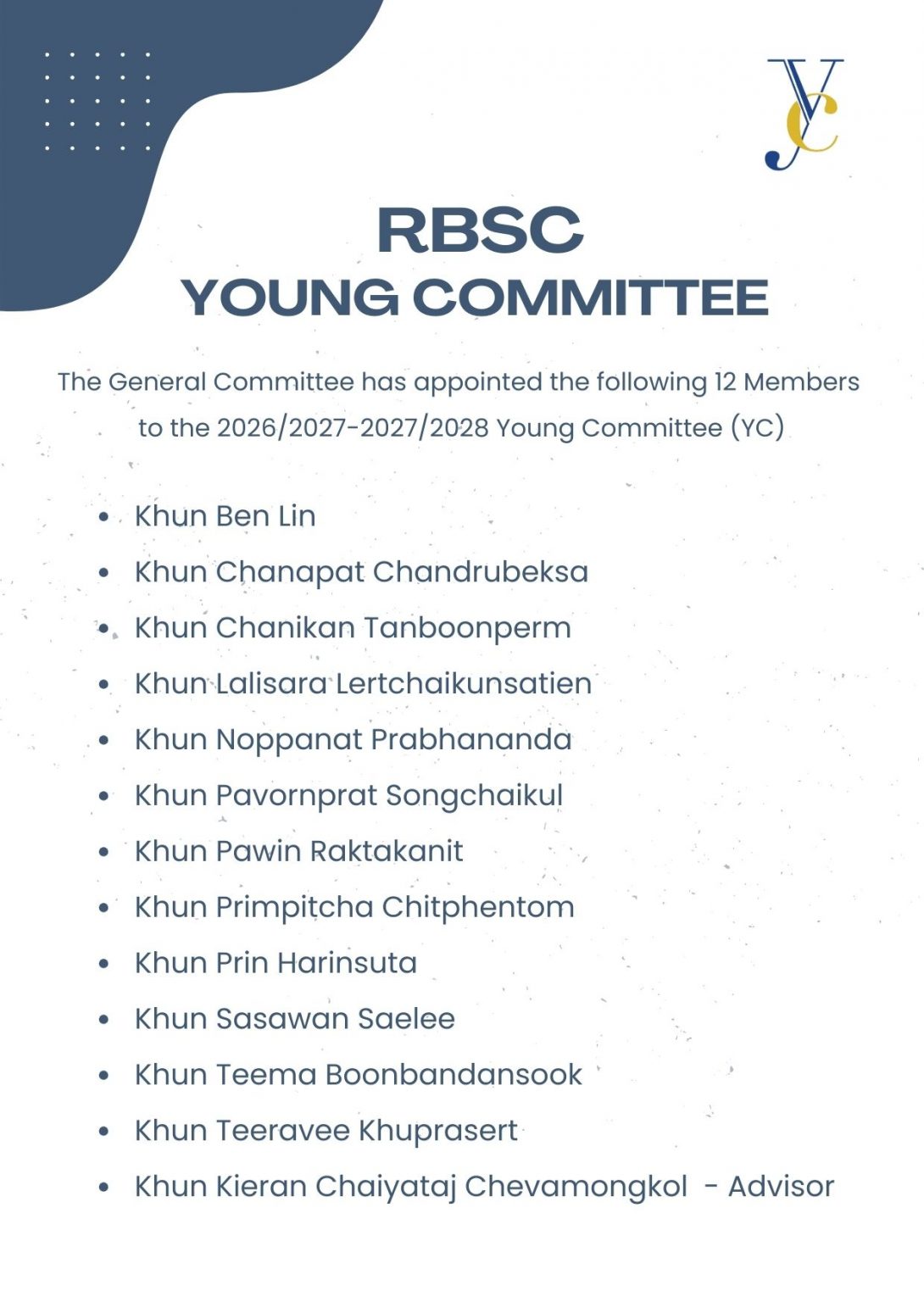 RBSC Young Committee 2026/2027 – 2027/2028 – The Royal Bangkok Sports ...