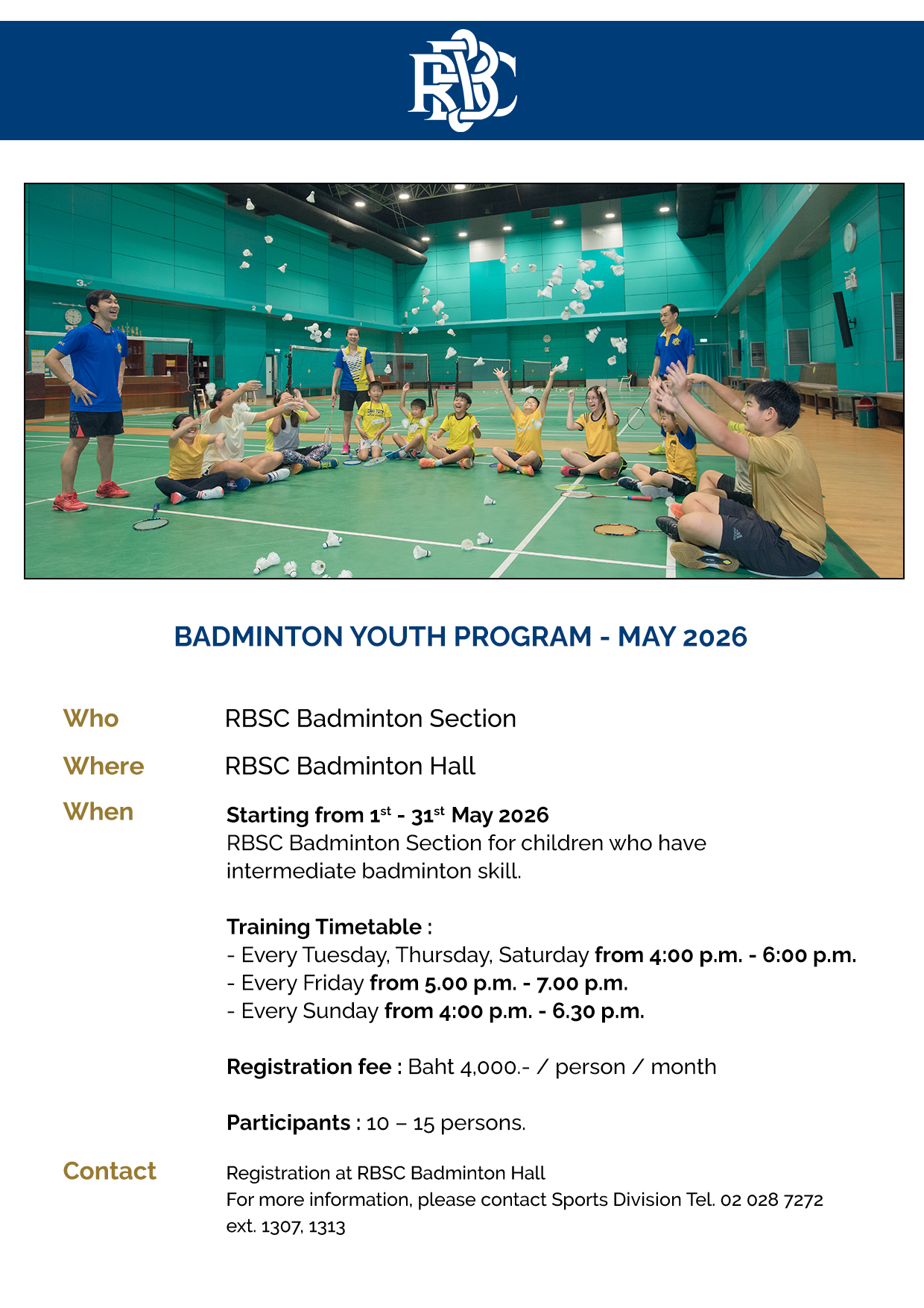 RBSC Badminton Youth Programme May 2026 – The Royal Bangkok Sports Club ...